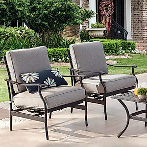 PatioFestival Patio Conversation Set 4-Piece Cushioned Outdoor Furniture Sets with All Weather Frame for Porch Backyard Lawn(Grey)