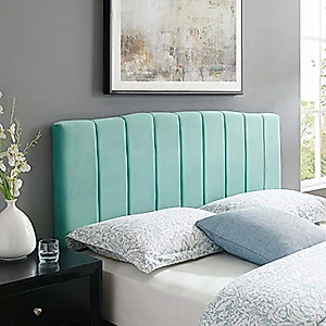 Modway Camilla Channel Tufted Performance Velvet Full/Queen Headboard in Mint