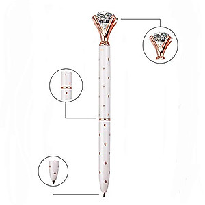 LONGKEY 12PCS Diamond Pens Large Crystal Diamond Ballpoint Pen Bling Metal Ballpoint Pen Office and School, Silver/White Rose Polka Dot/Rose Gold/Rose Gold with White Polka Dots,12Pen Refills. ?