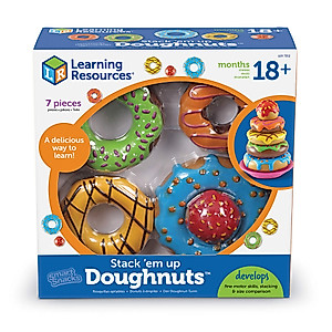 Learning Resources Smart Snacks Stack 'em Up Doughnuts - 7 Pieces, Ages 18+ months Fine Motor Skills Toys, Toddler Counting Toys, Donut Toys, Educational Toys for Kids