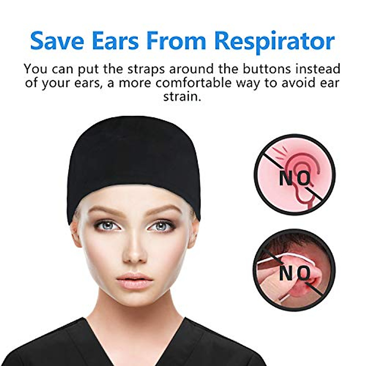 QBA Adjustable Working Cap with Button, Satin Lined Hat, Cotton Working Hat Sweatband, Elastic Bandage Tie Back Hats for Women & Men, One Size, Satin-Lined Butterfly