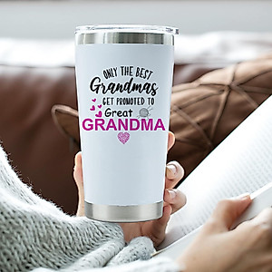 MTSDECO Only The Best Grandmas Get Promoted to Great Grandma Tumblers & Water Glasses 20 oz Insulated Stainless Steel Travel Coffee Mug Tumbler for Hot & Cold Beverages Birthday Christmas Gifts