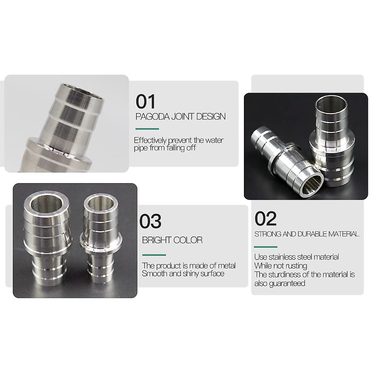 Aquarium Hose Adapter, Stainless Steel Fish Tank Water Pipe Adapter Converter Aquarium Tubing Pipe Connector Hose Joint Fittings(12mm to 16mm)