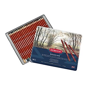 Derwent Colored Drawing Pencils, Metal Tin, 24 Count (0700672)