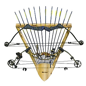 Rush Creek Creations Rustic 2 Compound Bow - 12 Arrow Wall Storage Rack - 5 Minute Assembly - Handcrafted , 31.5” L x 5” W x 32.75” H