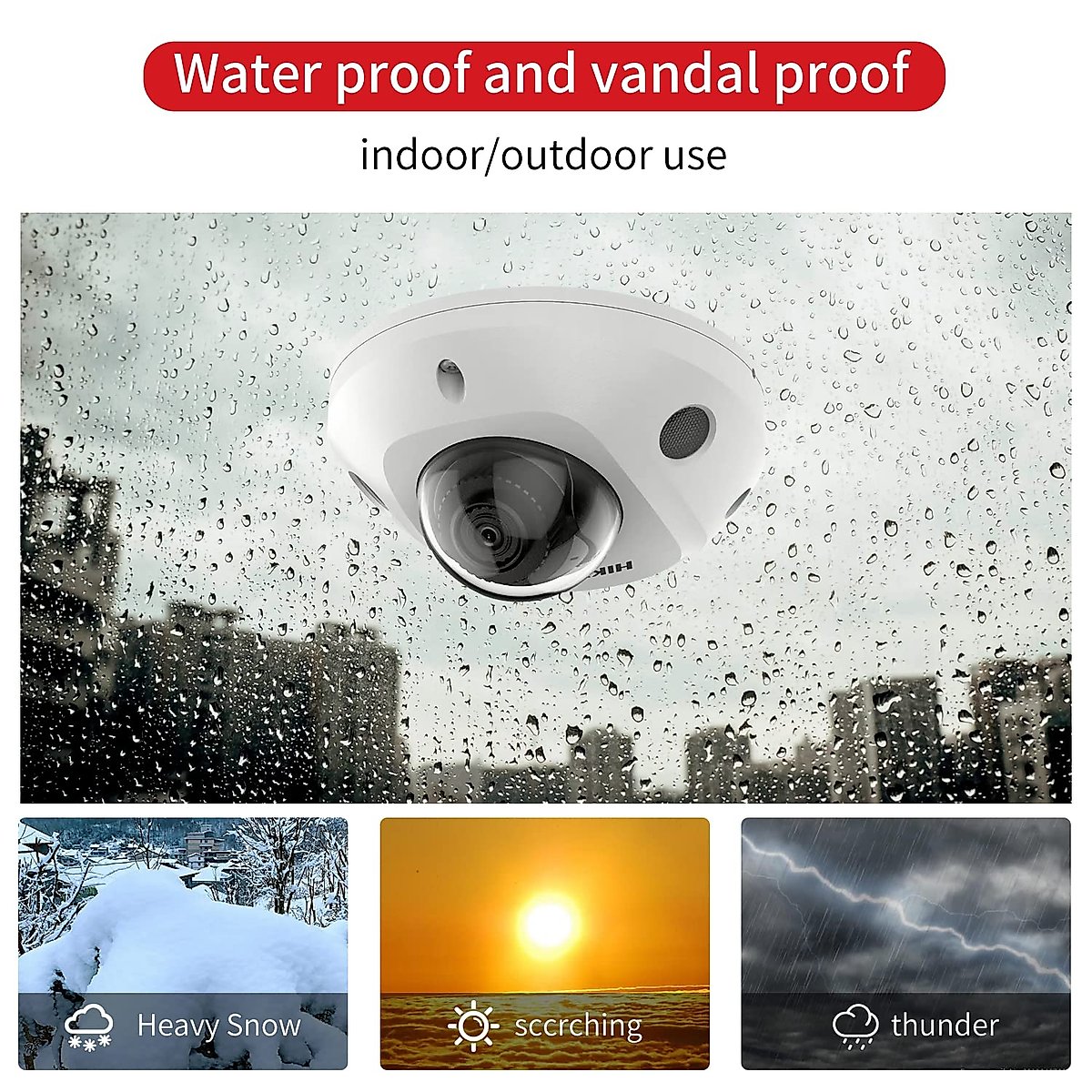 Hikvision Dome Camera Compatible DS-2CD2543G2-IS 2.8mm Lens 4MP AcuSense Built-in Mic Fixed Mini Network Camera PoE IR H.265 IP67 Waterproof IK08 Original IP Camera International Version
