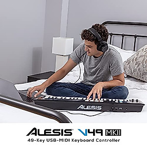 Alesis V49 MKII – USB MIDI Keyboard Controller with 49 Velocity Sensitive Keys, 8 Full Level Pads, Arpeggiator, Pitch/Mod Wheel, Note Repeat and Software Suite