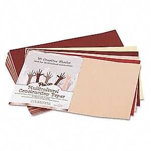 Multicultural Construction Paper, 76 lbs., 12 x 18, Assorted, 50 Sheets/Pack, Sold as 2 Packs