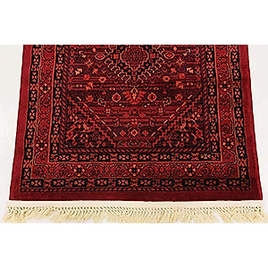 Unique Loom Tekke Collection Over-Dyed Saturated Traditional Torkaman Area Rug, 2 ft 7 in x 10 ft, Red/Black