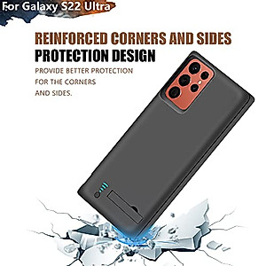 RUNSY Battery Case for Samsung Galaxy S22 Ultra, 5000mAh Rechargeable Extended Battery Charging Charger Case, Add 100% Extra Juice, Not Compatible with S22 or S22+ (6.8 inch) Black