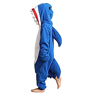 OGU' DEAL Shark Onesie Sleepwear for Kids Animal Costume Halloween Hooded Jumpsuit with Pockets(Shark,95)