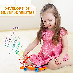 20 Pieces Wood Mallets Percussion Glockenspiel Xylophone Mallets Sticks Wood Small Musical Drumsticks Chime Round Head Hammer Wooden Drum and Percussion Mallets for Kids, 8.2 Inch Long