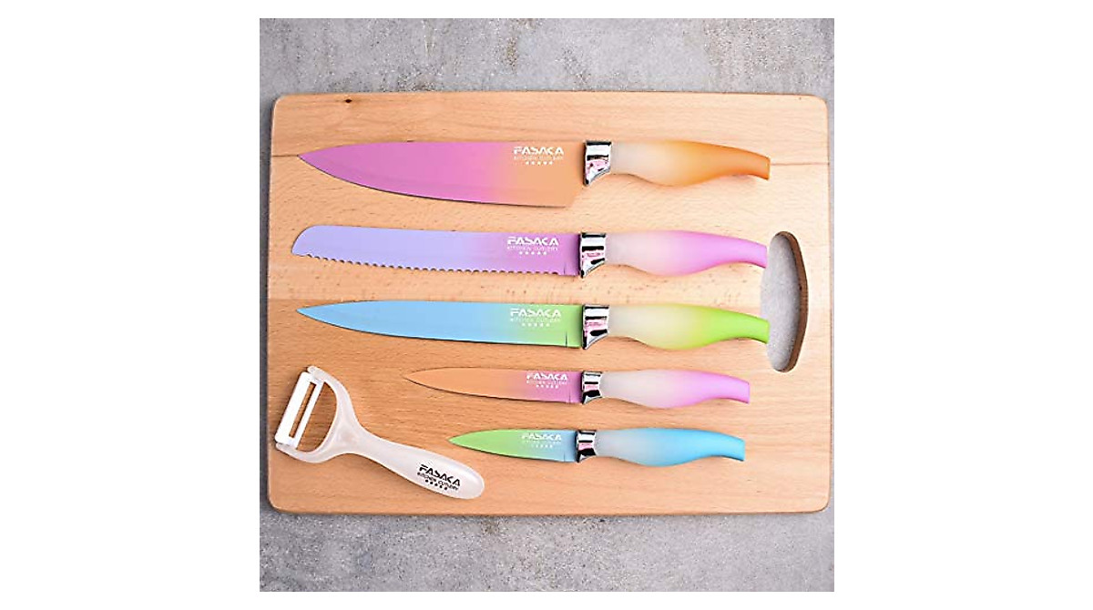 FASAKA Colorful 6 Piece Knife Set - Premium Kitchen Cutlery