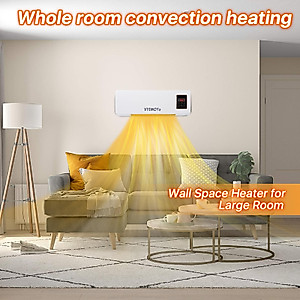 Wall Space Heater, Quiet Ceramic Electric Heater, 3s Fast Heating Heater with Remote Control, 25-Speed Adjustable, Timer, Overheat Protection for Large Room