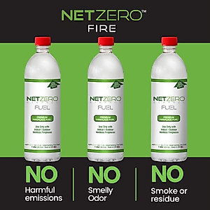 NETZERO Premium Bioethanol Fuel 1 Liter for Ventless Fireplaces, Fire Pit, Stoves and Burners Clean Burning, Sustainable Fuel. (1000ml/ 32oz)…