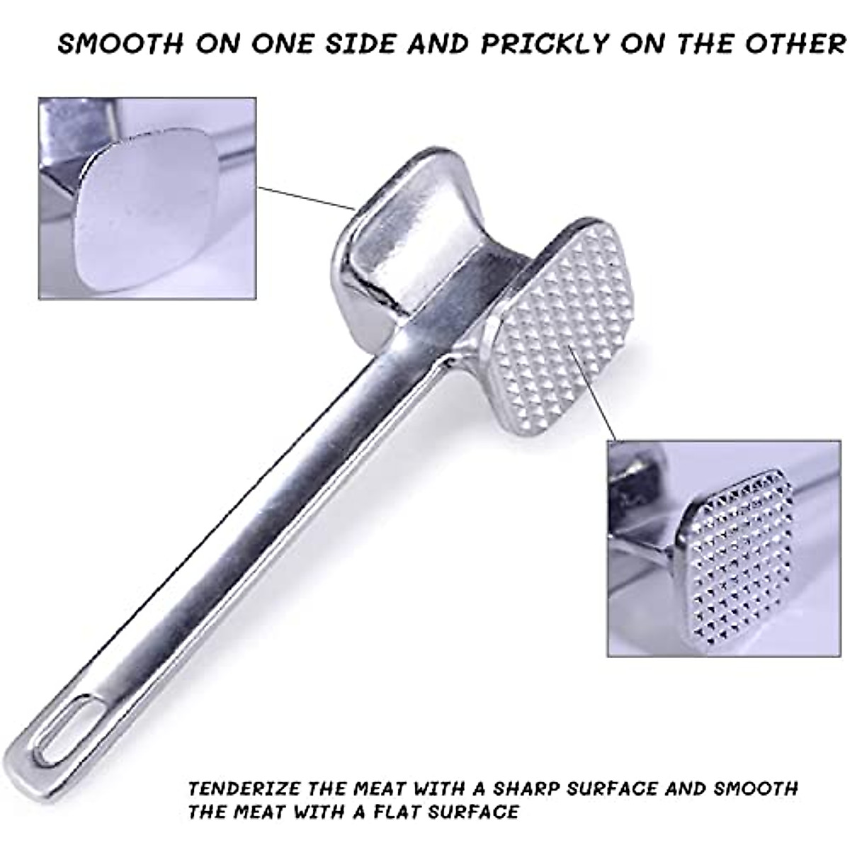 Meat Tenderizer Tool,Stainless Steel Dual-Sided Heavy Duty Meat Pounder,Use Pounding Beef,Steak,Chicken,Pork
