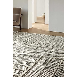 Hauteloom Chapais Wool Living Room, Bedroom Area Rug - Bohemian, Transitional - Gray, LightSlate, Charcoal - 8' x 10'