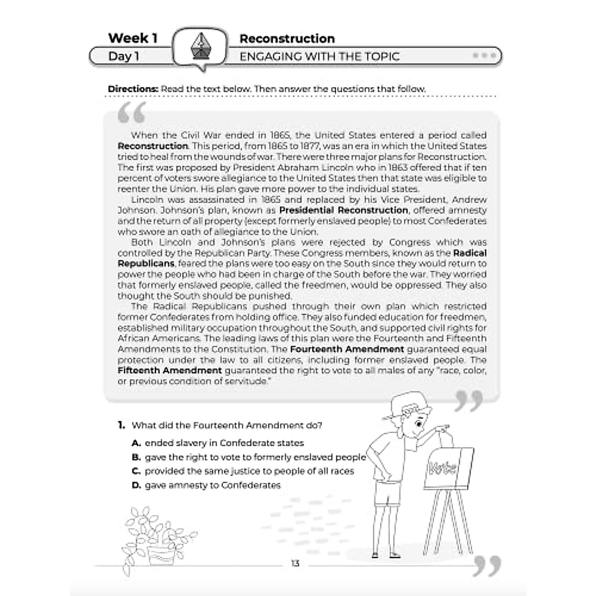 8th Grade Social Studies: Daily Practice Workbook | 20 Weeks of Fun Activities | History | Civic and Government | Geography | Economics | + Video Explanations for Each Question