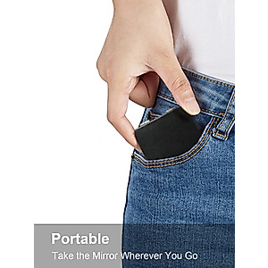 OMIRO Compact Mirror, Classical PU Leather 1X/3X Magnification, Pocket Ultra Portable for Purses and Travel (Black)