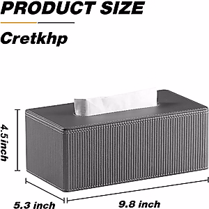 Cretkhp PU Leather Tissue Box Cover with Magnetic Closure, Modern Rectangular Tissue Box Holder Decorative Organizer for Bathroom Vanity Countertop, Night Stands Bedroom Office Desk