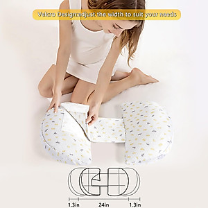 Coldew Pregnancy Pillows for Sleeping, Maternity Pillow for Pregnant Women, Soft Adjustable Width Pregnancy Body Pillow with Pillow Cover - Support for Belly, Back, Legs (Grey, Small)