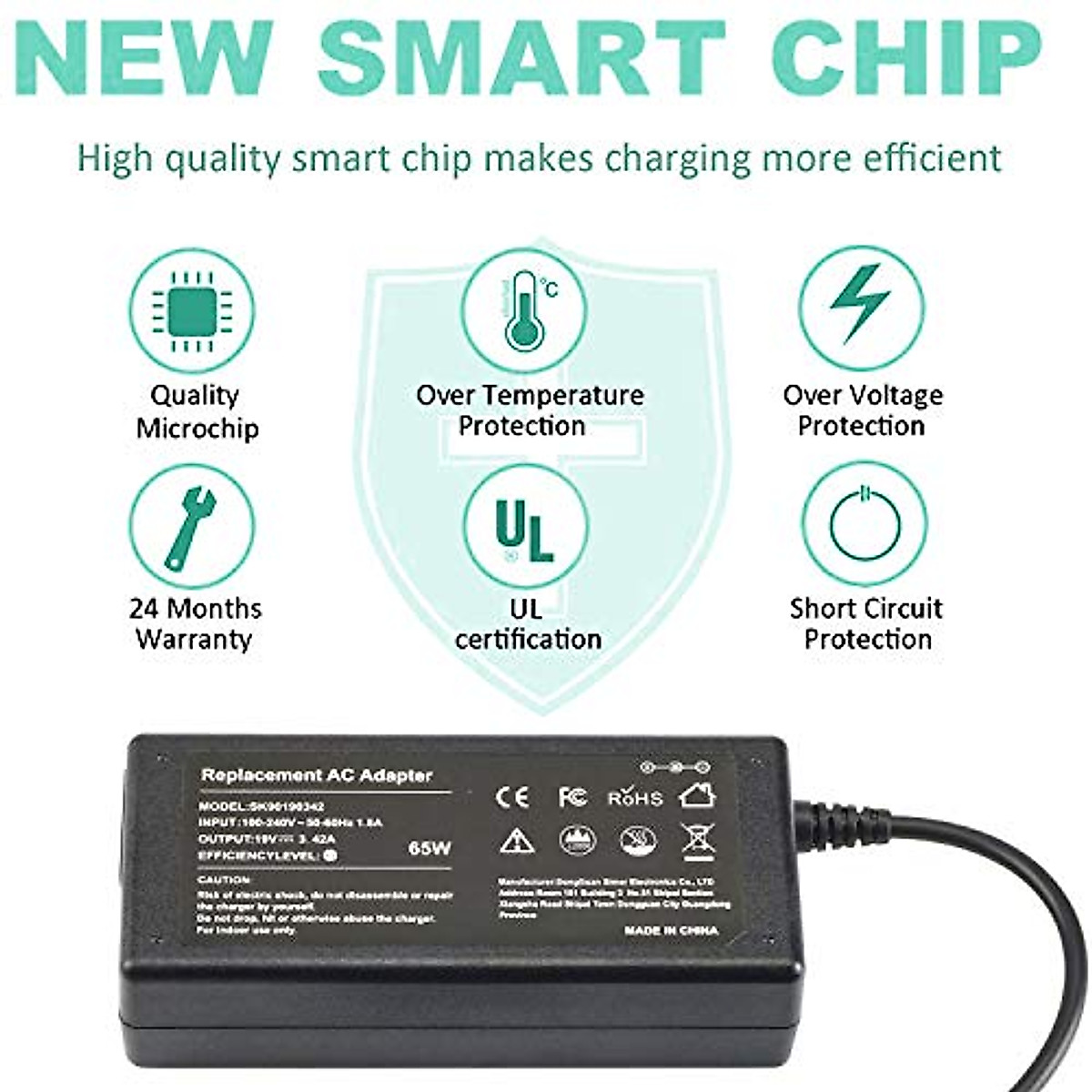 19V AC DC Adapter LCD Monitor Charger for Asus 22'' 23'' 24'' 27'' VX238H VX238H-W VX228 VX228H VX248 VX248H Backlight LED G-SYNC Gaming Monitor MX279H VX239H VX279H MX239H LS246H Power Supply Cord