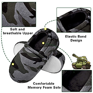 festooning Boys House Slippers Comfy Slip On Memory Foam Bedroom Shoes Indoor Outdoor Slipper for Big Little Kids Grey 1-2 M US