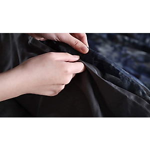 Brielle Camila Floral Printed/Charcoal Reverse 100% Cotton Duvet Cover Set, Blue/Charcoal, Full/Queen