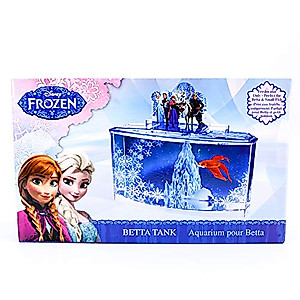 Officially Licensed Disney's Frozen Themed Betta Tank from Penn Plax: Perfect for Betta Fish, This Small Tank is Perfect for Fans of Frozen! Small 0.7 Gallon Tank (FZR108), Blue