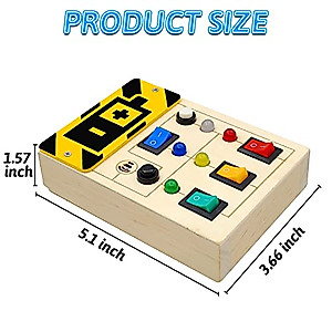 Toddler Toys Busy Board Montessori Toys Sensory Toys for Toddlers 1 2 3 4 Years Old, Wooden Travel Light Up Busy Board Toys with Buttons to Push Educational Learning Fidget Toy for Boy Girls Gifts