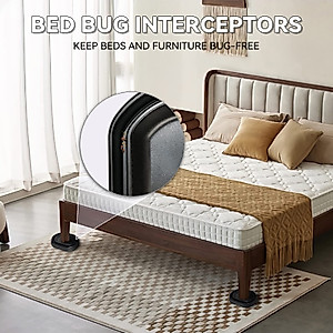 Bed Bug Interceptors | Bed Bug Interceptor Traps | Insect Trap, Monitor, and Detector for Bed Legs (Black - 4 pcs)
