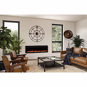 Bridgevine Home 60 inch Recessed and Wall Mounted Electric Fireplace - Modern Touch Screen Fireplace Insert with Adjustable Flame Color and Speed. Includes a Remote Control with Timer.