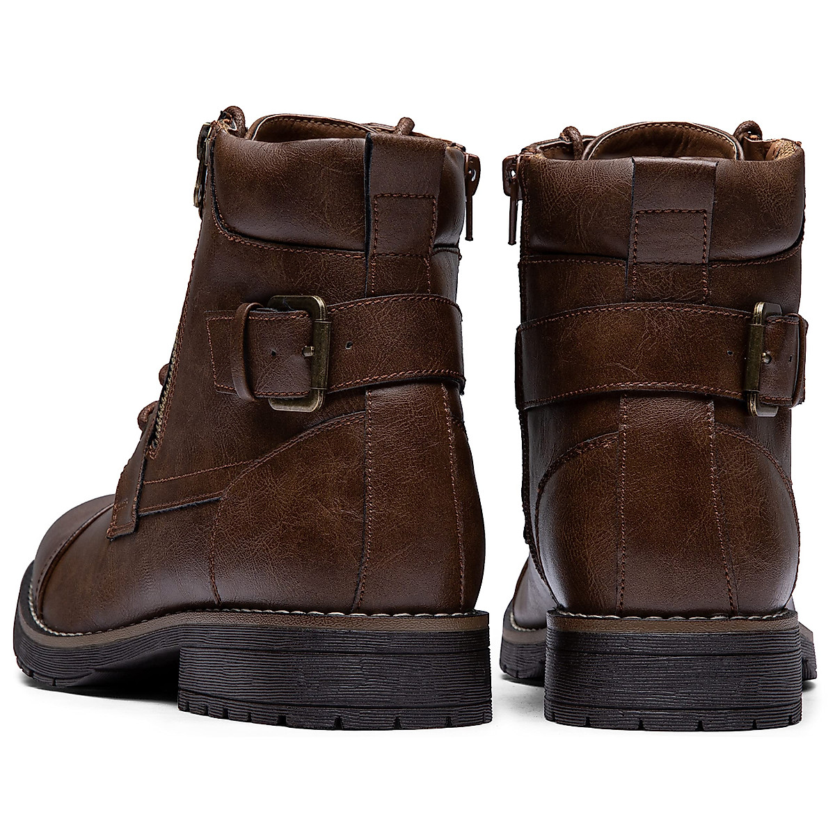 Vostey Men's Boots Casual Dress Boots for Men Brown Boots Mens Motorcycle Combat Ankle Boot (BMY678A dark brown 10)