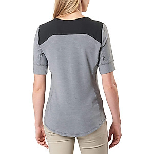 5.11 Tactical Women's Willow Henley Training Top, Wicking, Mechanical Stretch Fabric, Black, XS, Style 31146