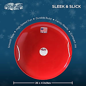 Flexible Flyer Steel Saucer Round Metal Kids Snow Sled Toy with Nylon Rope Handles for Adults and Children Ages 5 Years and Up, Red
