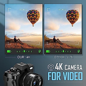 ATPLOES 4k Digital Cameras for Photography, Video/Vlogging Camera for YouTube with WiFi & App Control, Travel Camera with 32GB TF Card & 2 Batteries,Compact Camera,Great Gift Choice