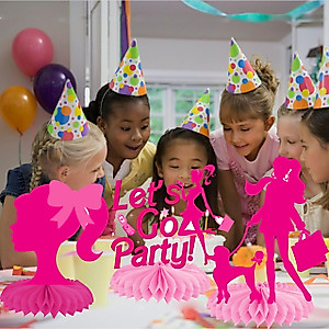 Hot Pink Girl Party Honeycomb Centerpieces 12Pcs Pink Birthday Party Decorations for Girls Hot Pink Princess Birthday Centerpieces for Bachelorette Party Bridal Shower Girls Birthday Party Supplies