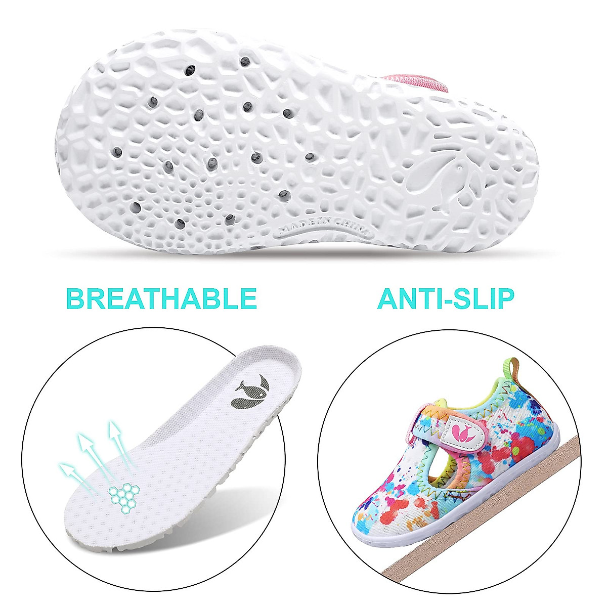 FEETCITY Boys Girls Water Shoes Kids Quick Dry Aqua Socks Non-Slip Barefoot for Sport Beach Swim Surf Toddler 8