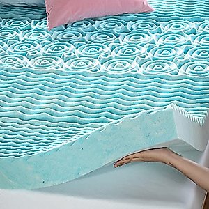 ZINUS 3 Inch Green Tea Cooling Gel Memory Foam Zoned Support Mattress Topper, Queen