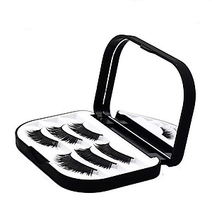 YiQiYi Cosmetic Case Empty Eyelashes Storage Case with Makeup Mirror Holder Box Fake Eyelash Packing Travel Storage Case Eyelashes Bag(Black)