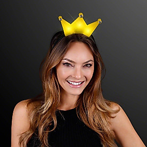 FlashingBlinkyLights Light Up LED Crown Tiara Princess Headband (Yellow)