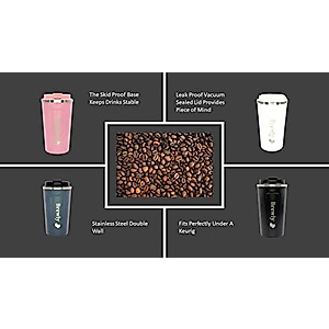 Brewly 17 oz Stainless Steel Vacuum Insulated Tumbler - Coffee Travel Mug Spill Proof Lid - Great for Coffee or Tea - Black, US Based Brand (Black)