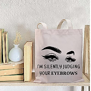 BDPWSS Esthetician Tote Bag Beautician Gift I'm Silently Judging Your Eyebrows Funny Esthetician Supplies Bag (judging eyebrows TG)