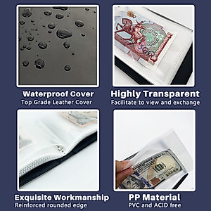 Paper Money World Currency Collection Album Book Binder,40 Pockets Dollar Holders Sleeves for Protector/Collector (Large Currency Album Binder)