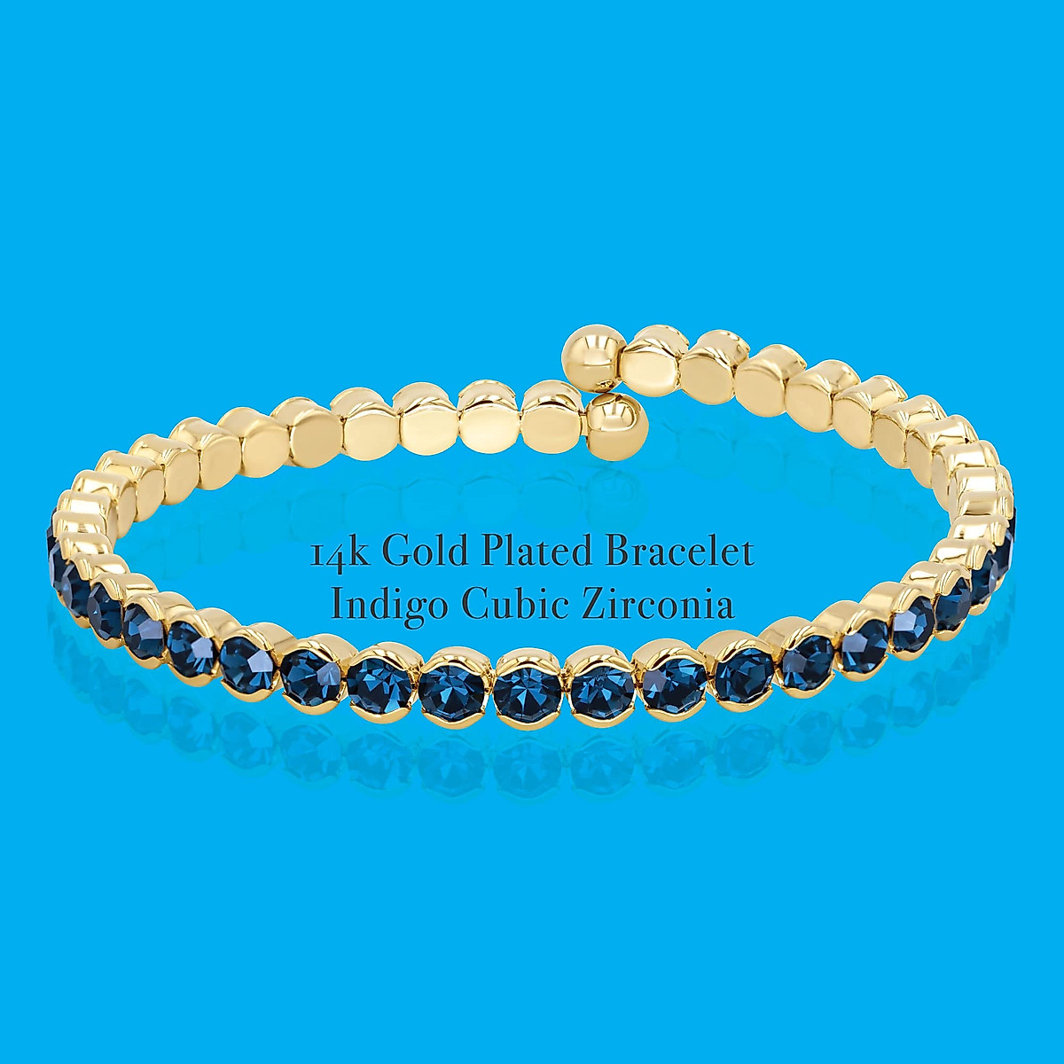 HOT JEWELRY BOX 14K Gold Plated Tennis Bracelet | Gold Bangle Jewelry Bracelets for Women | Aesthetic Accessories with Exquisite CZ and Adjustable Memory Wire for Easy Fit on Any Wrist size