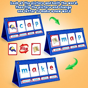 Torlam CVC Word Builder Kindergarten Classroom Must haves, Phonics Games Preschool Learning Activities Spelling Toy Reading Letter Site Sight Words Games Flash Cards for Kids Autism Special Education