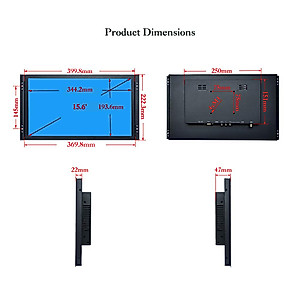 iChawk 15.6'' inch PC Monitor 1366x768 16:9 RCA HDMI-in VGA Metal Shell Embedded Open Frame Built-in Speaker Remote Control LCD Screen Display USB Port Pluggable U-Disk Small Video Player K156MN-591