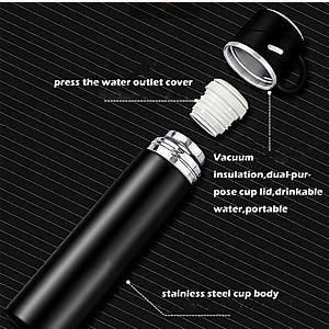 Insulated Water Bottle Travel Coffee Mug Stainless Steel Vacuum Flask Coffee Cups Water Flask for Hot and Cold Drinks 14.2 oz/420ml（Black）