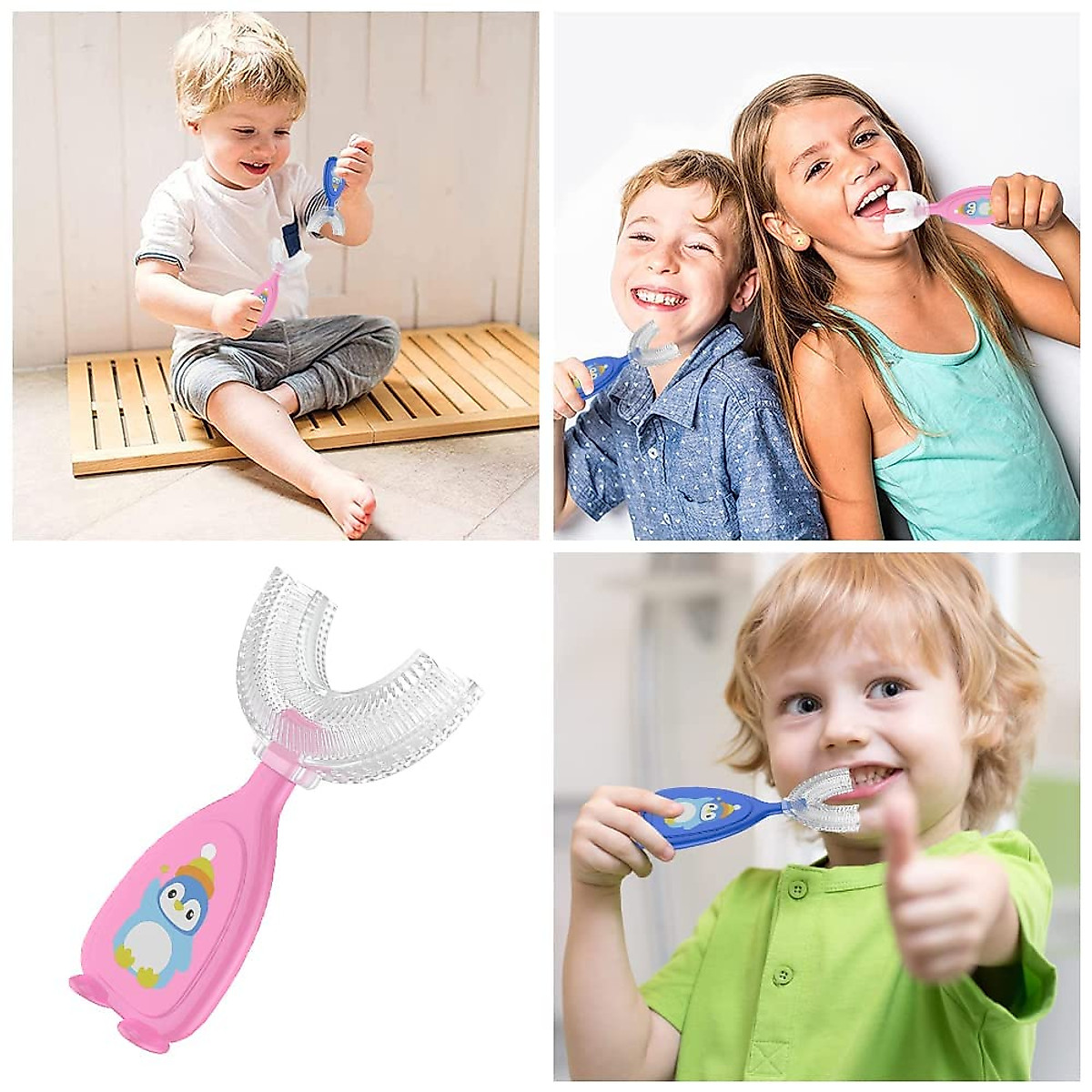 Kdgtebo 2 PCS U Shaped Toothbrush,Kids Toothbrushes,Kids U Shaped Toothbrush,U Shape Kids Manual Toothbrush,360 Kids U-Shaped Toothbrush,Soft Silicone Brush Head,Design for Toddler Toothbrush Age 2-6