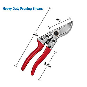 KAJUDA 8" Pruning Shears, Professional Bypass Garden Shear Hand Pruners Gardening Shears Clippers for Plants, Flower Cutter Florist Scissors Trimming Scissors, Gardening Tools (Traditional)